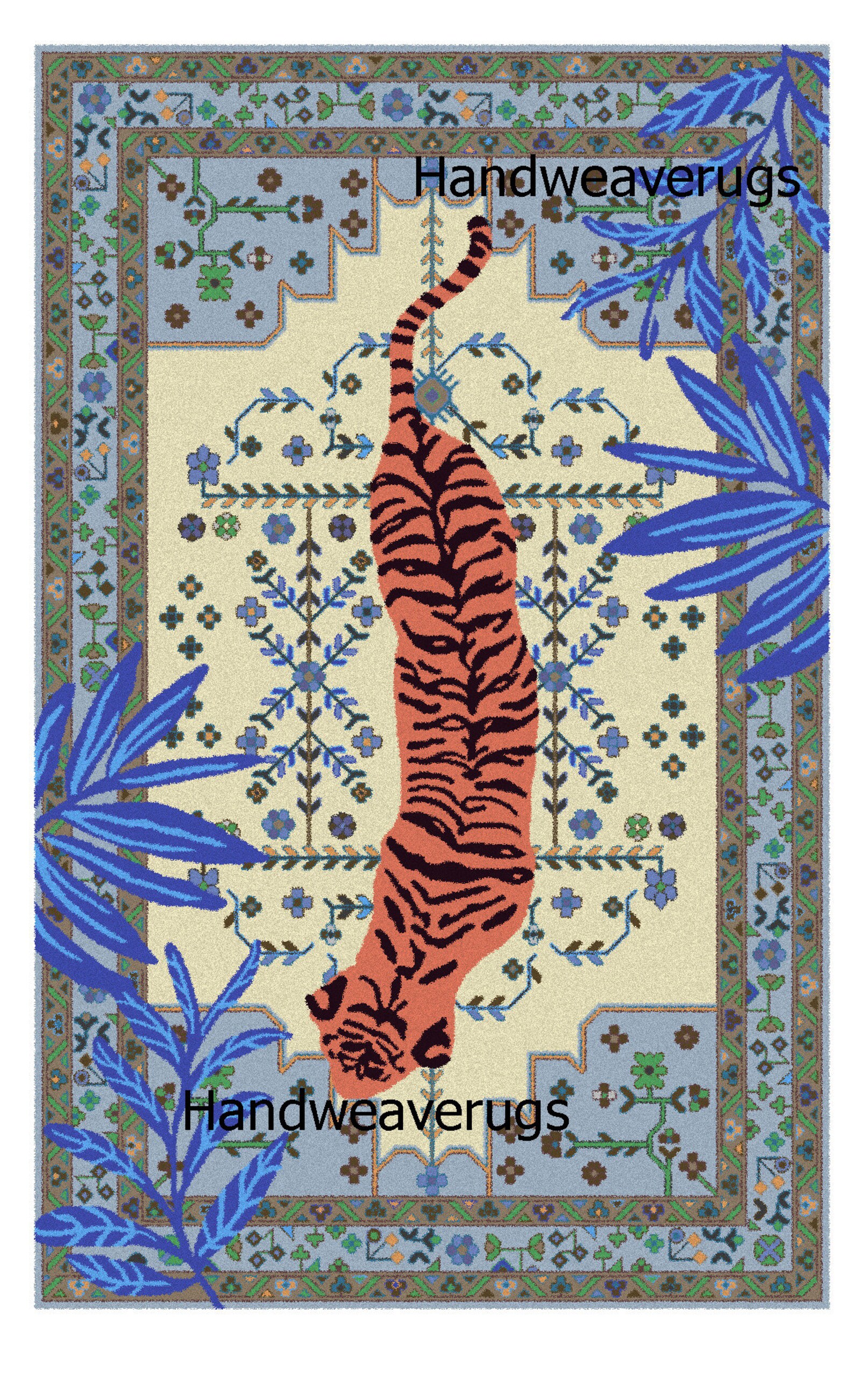 Hand Tufted Bengal Tiger Rug Woolen Area Rug 8X10 X9X12 Multi Color ...