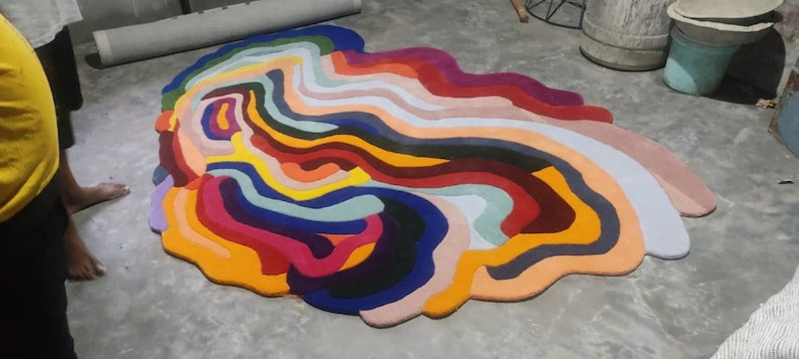 Irregular Shape Rug Alternative Pile Handmade Unique Rug for - Etsy