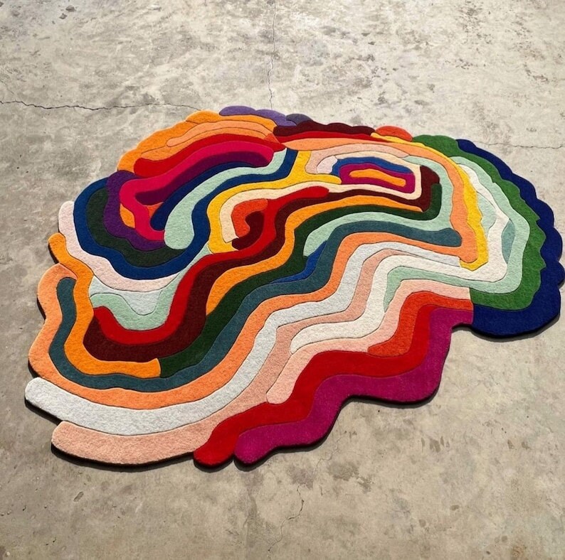 Irregular Shape Rug Alternative Pile Handmade Unique Rug for - Etsy