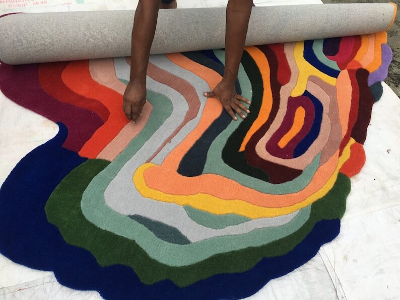 Irregular Shape Rug Alternative Pile Handmade Unique Rug for - Etsy