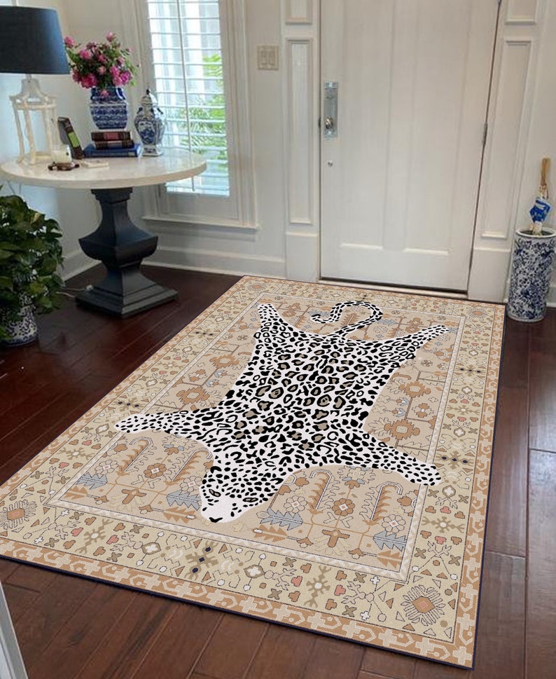 Hand Tffted Octavia Leopard Rug Woolen Area Rug 5X8 8X10 X9X12 Multi ...