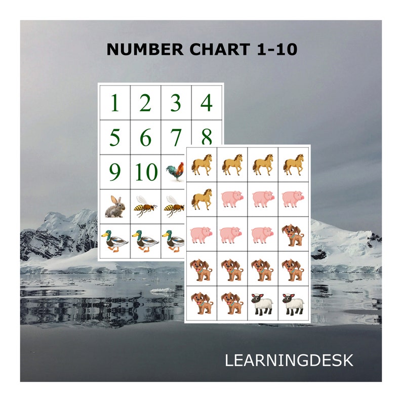 Number Chart 1-10 Printable, Farm Animal Montessori Game, Activity ...