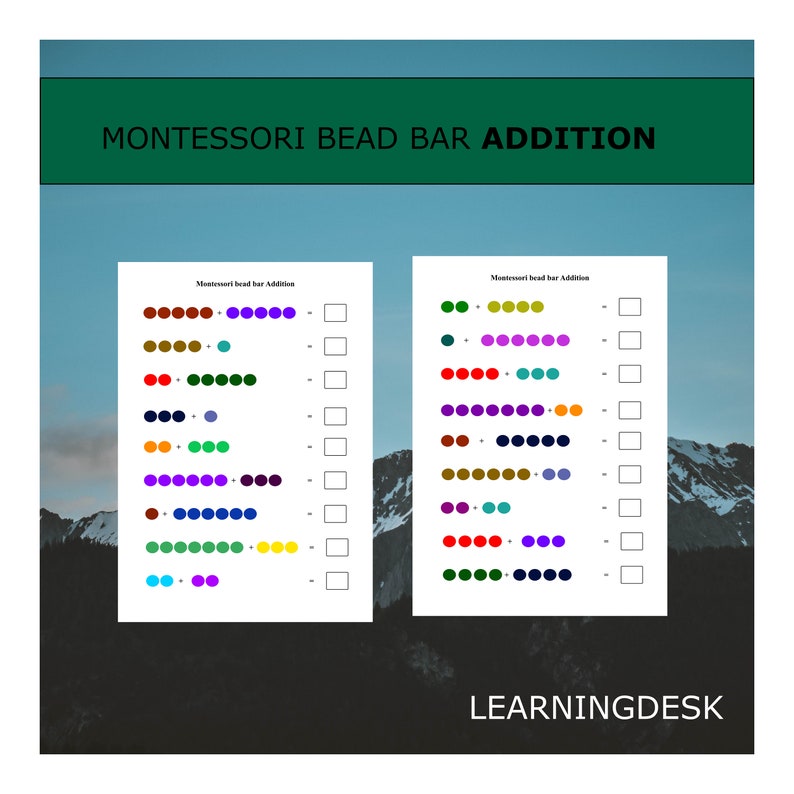 Montessori Bead Bar Addition Worksheets, Montessori Kindergarten Math ...