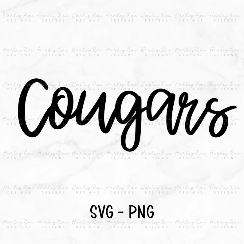 Cougars Team Name SVG PNG Uppercase & Lowercase Script Svg Png Mascot ...