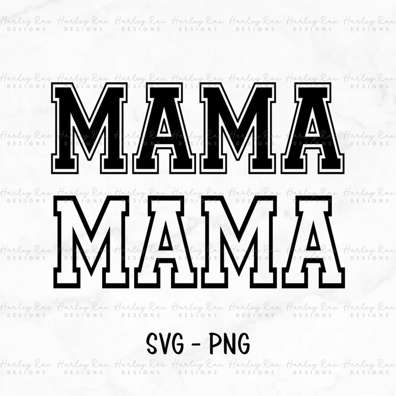 Mama Block Font SVG PNG: Athletic Outline Design (digital Download) - Etsy