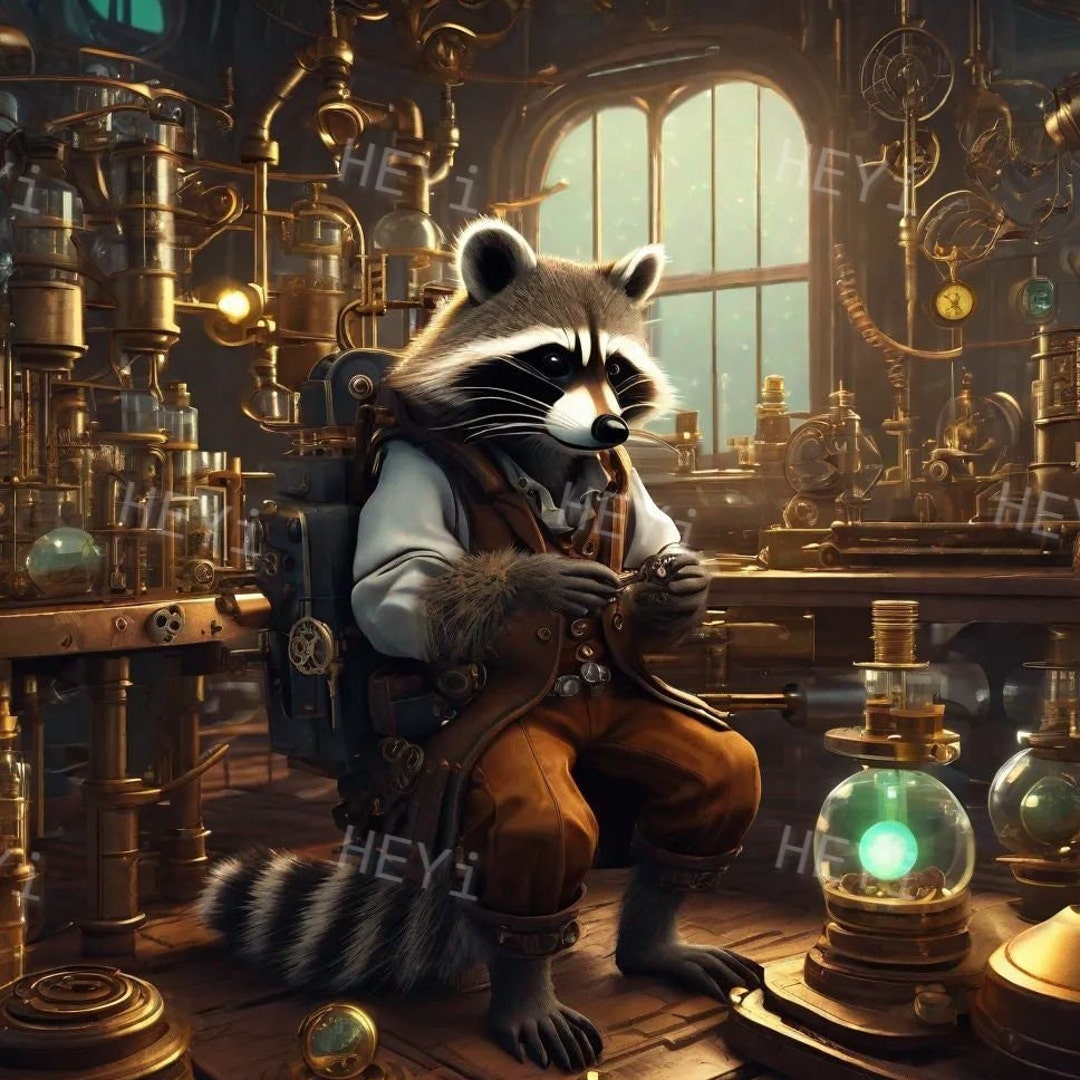 Racoon Scientist | Heyi Original | AI Generated Art | Digital Download ...