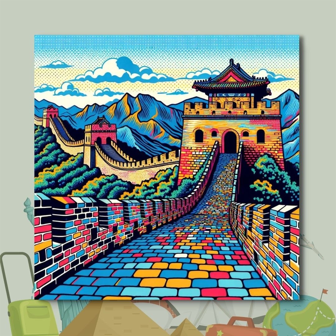 Great Wall of China Pop Art Eco Canvas | Famous Landmark Art | AI ...