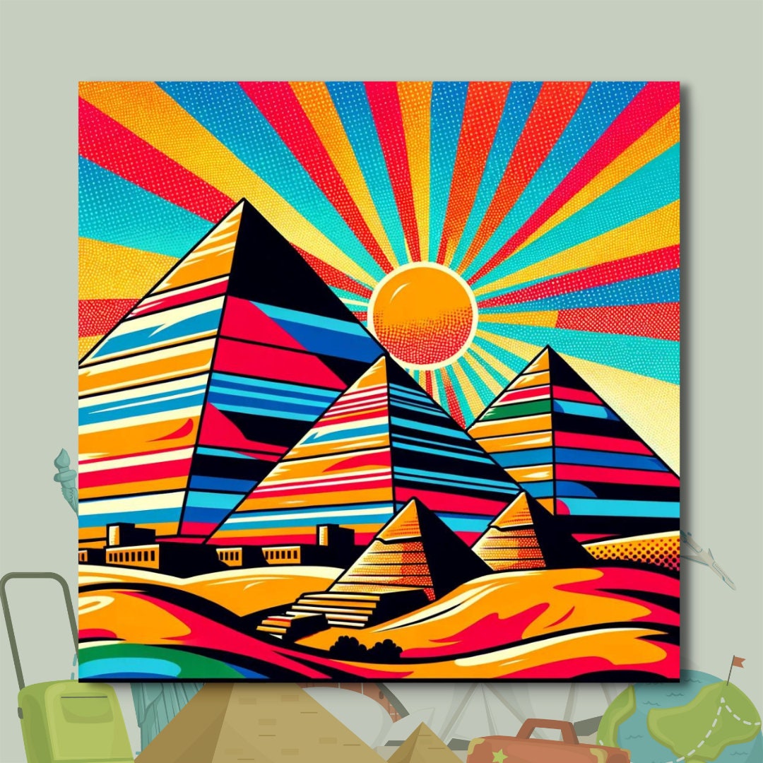 Pyramids of Giza Pop Art Eco Canvas | Famous Landmarks Collection | High Quality Canvas Print ...