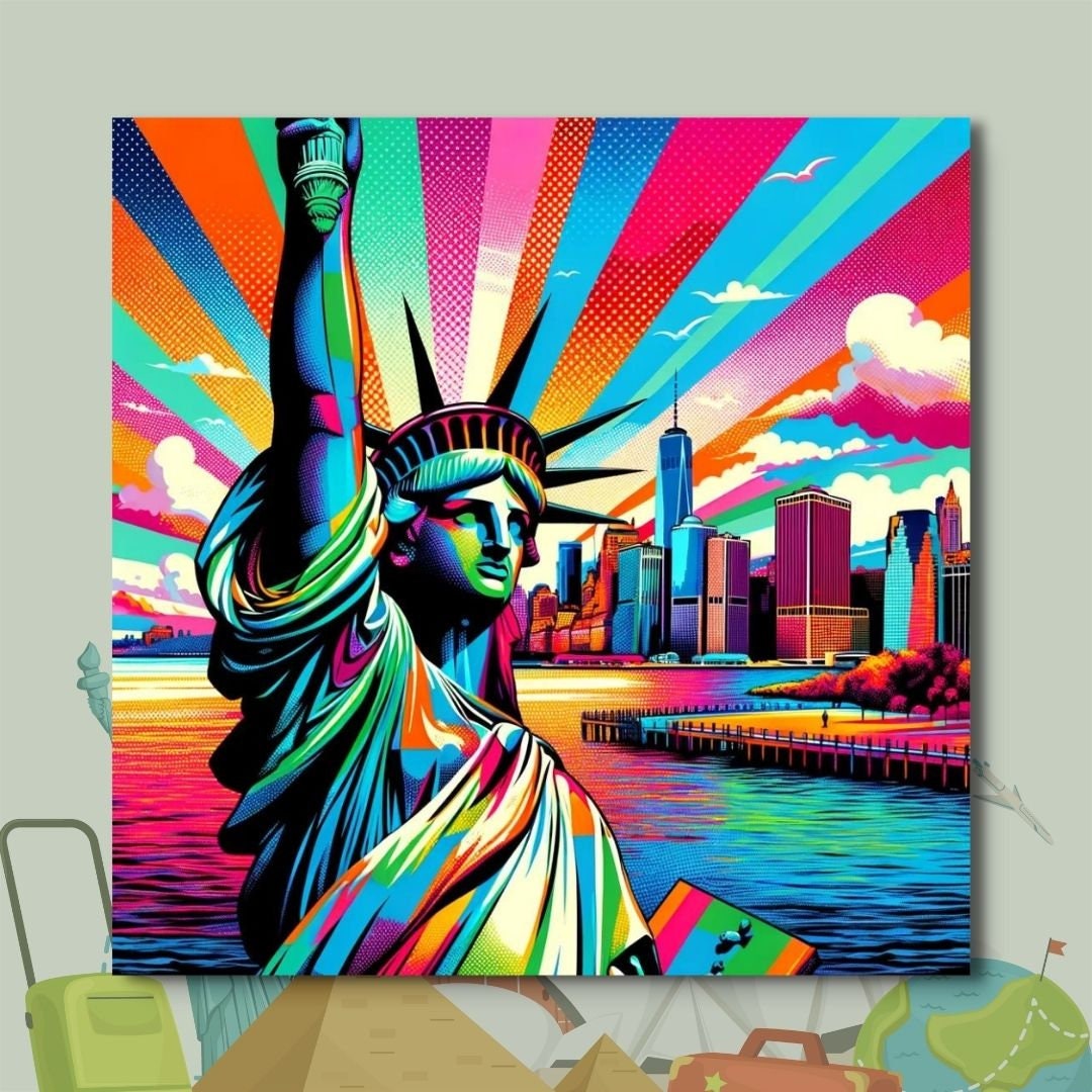 Statue of Liberty Pop Art Eco Canvas Famous Landmarks Collection High ...