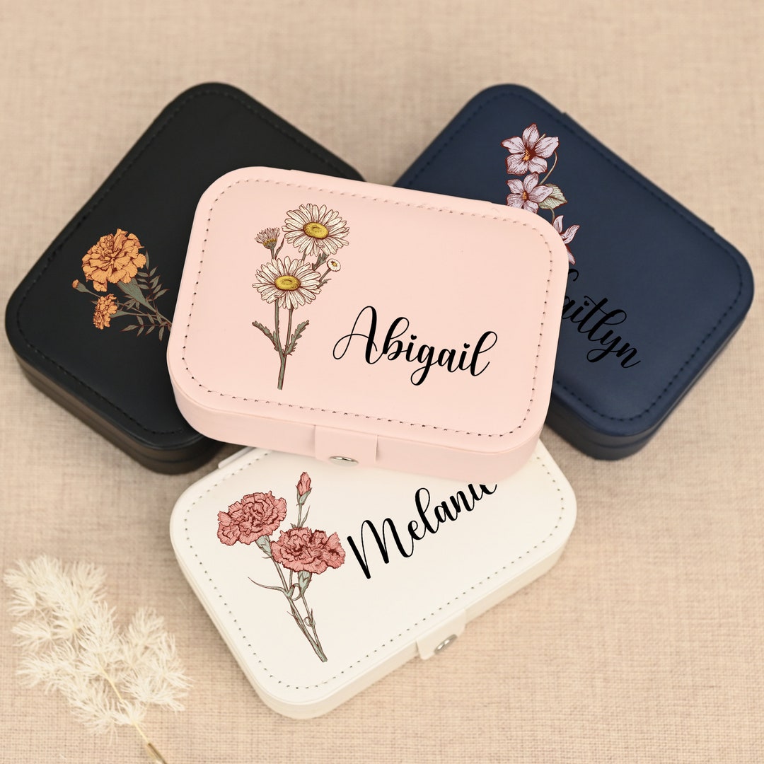 Personalized Birth Flower Jewelry Box Christmas Gifts Gift - Etsy