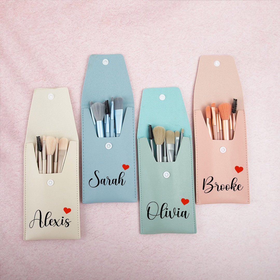 Custom Makeup Brushes Bag, Personalized Travel Makeup Brush Set ...
