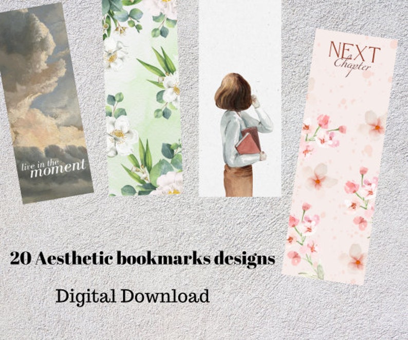 Printable Aesthetic Bookmarks Instant Download of 20 Digital - Etsy
