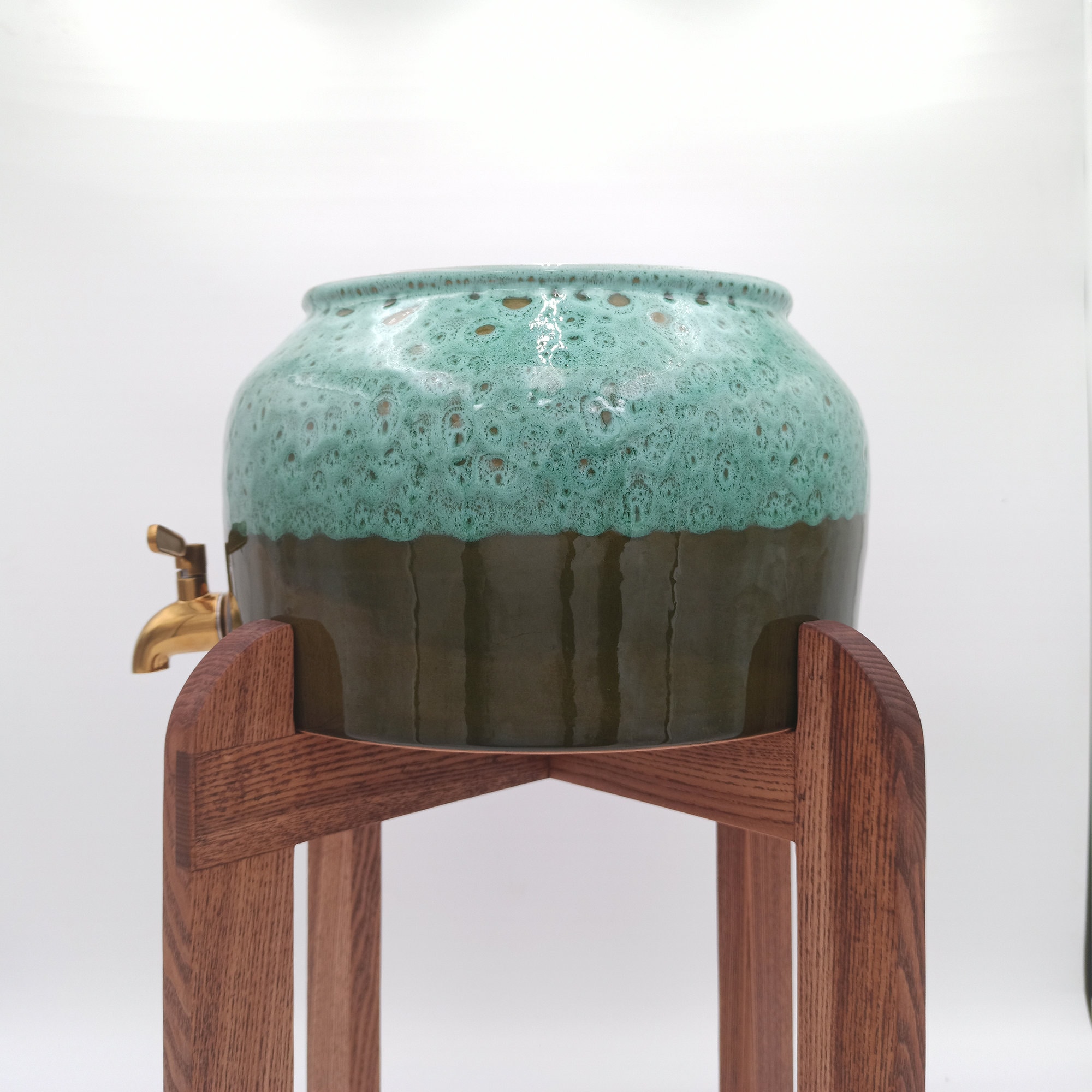 5 Gallon Bottle Ceramic Water Dispenser on Wood Stand in Spectra Color ...