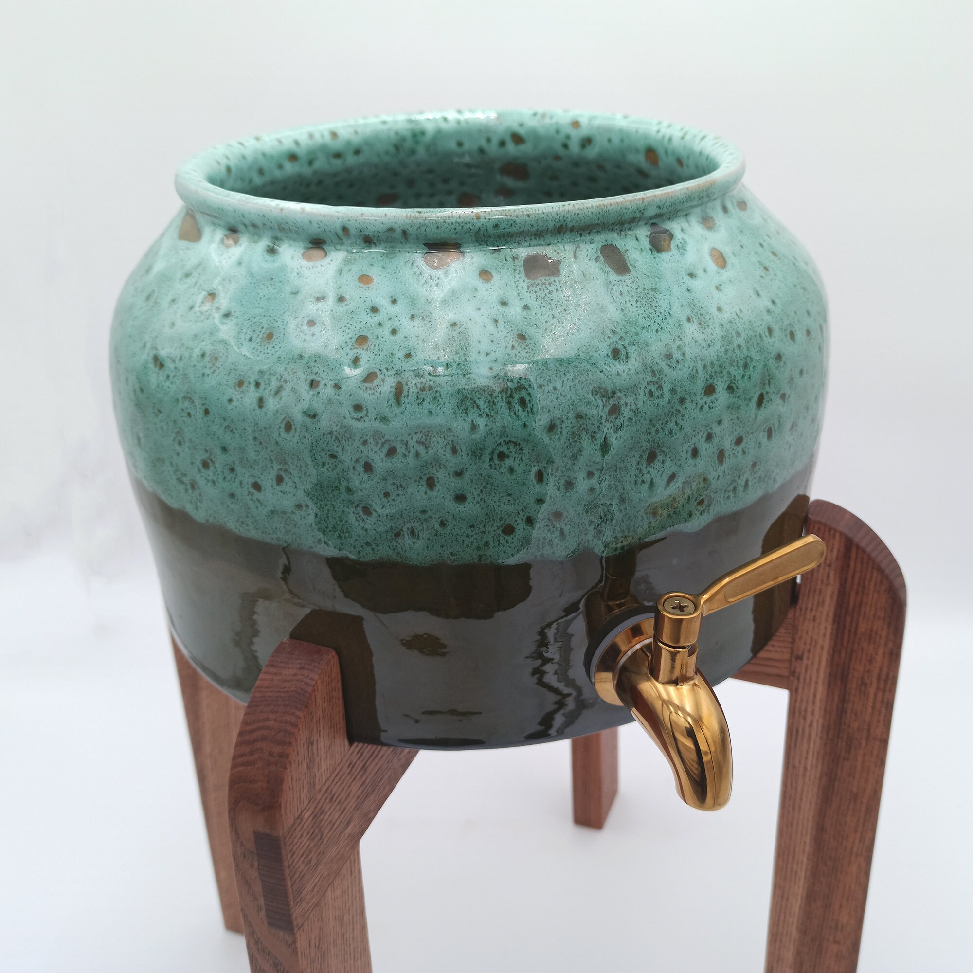 5 Gallon Bottle Ceramic Water Dispenser on Wood Stand in Spectra Color ...