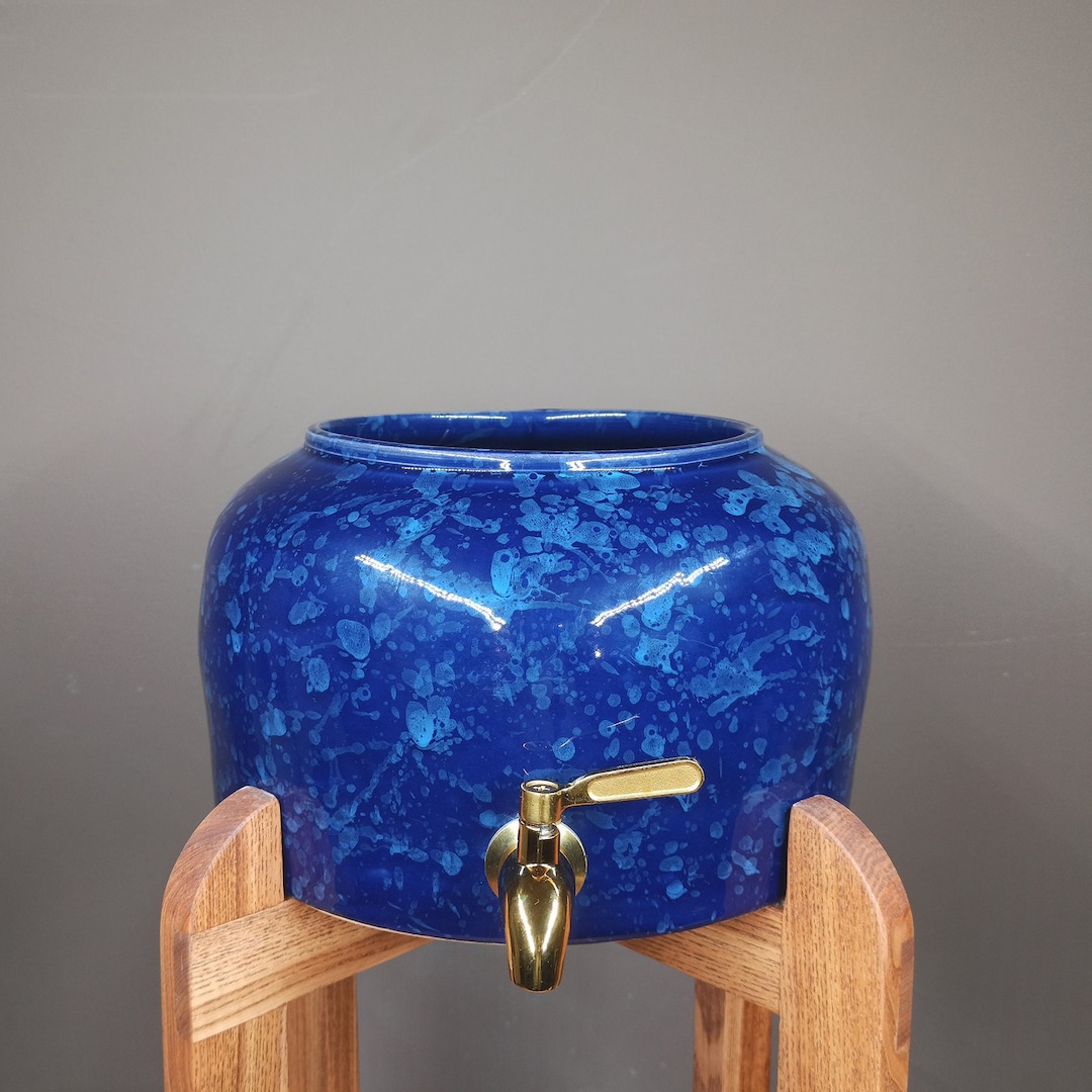 5 Gallon Bottle Ceramic Water Dispenser on Wood Stand in USAFA Blue ...