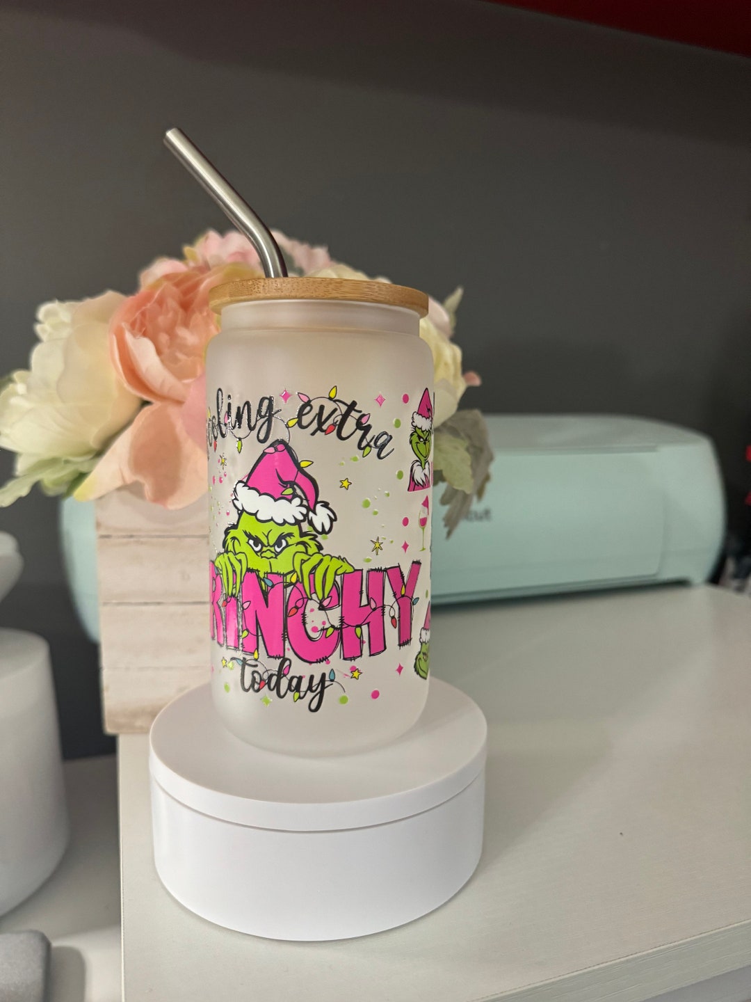 Feeling Extra Grinchy Today Frosted Glass Libby 16oz Uvdtf - Etsy