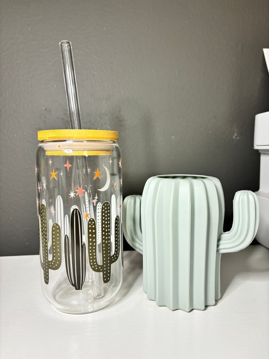 Cactus Libby 16oz Uvdtf Design, Desert Nights Glass, Stars and Moon ...