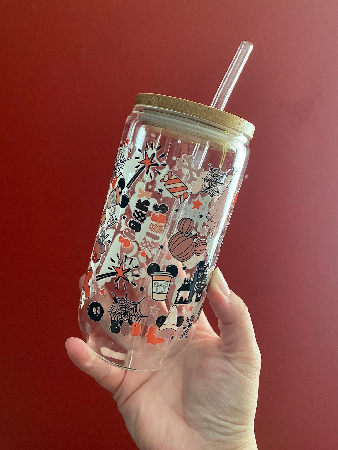 Spooky Vibes Glass Libby 17oz, HALLOWEEN Cup, GHOST and FRIENDS Glass ...