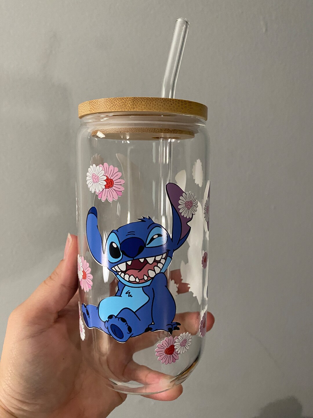Stitch Glass Libby 17oz, Lilo, Flowers and Stitch, Eco Solvent - Etsy