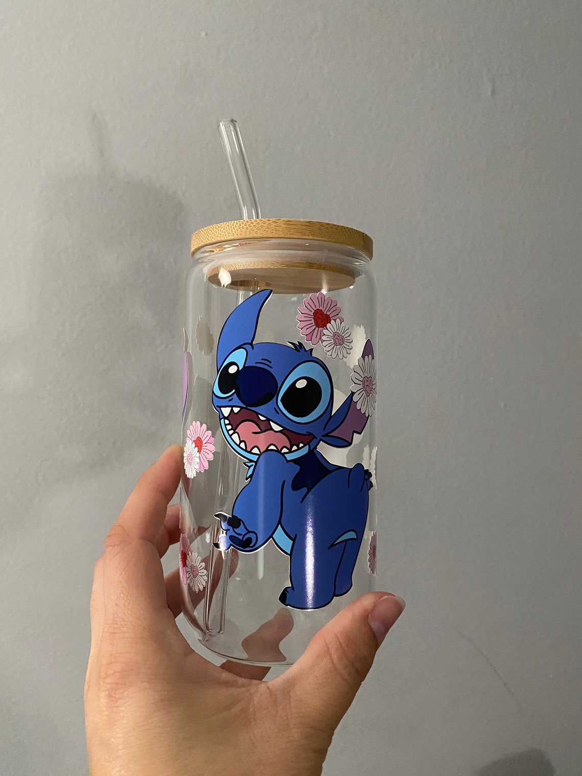 Stitch Glass Libby 17oz, Lilo, Flowers and Stitch, Eco Solvent - Etsy