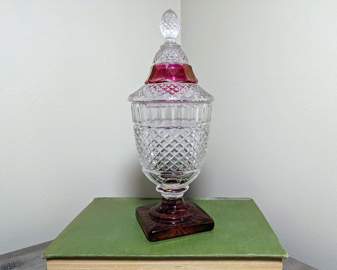 Vintage Westmoreland Waterford Ruby Flash Candy Jar - Etsy
