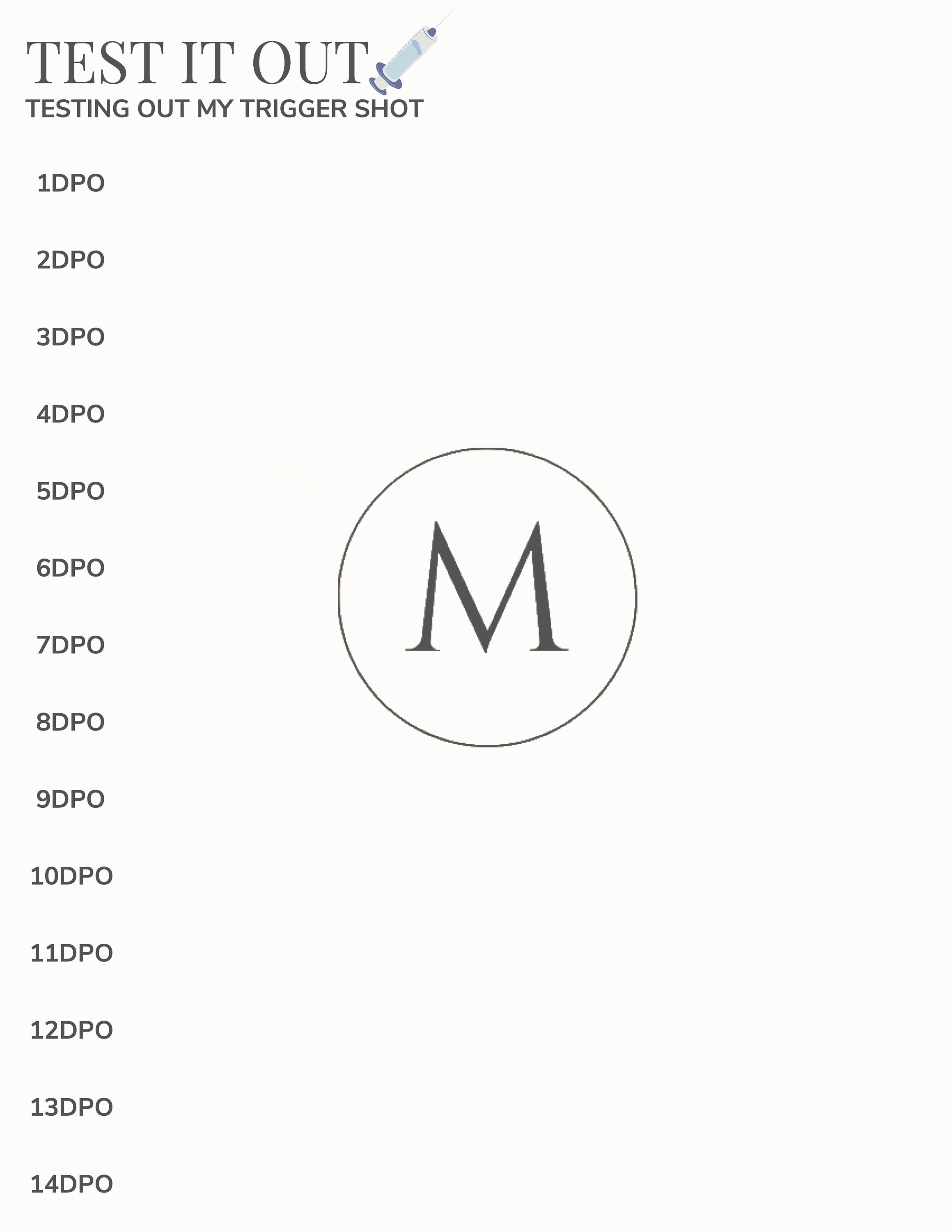 IUI Cycle #1 Tracking Packet Digital Download *fertility Tracker ...