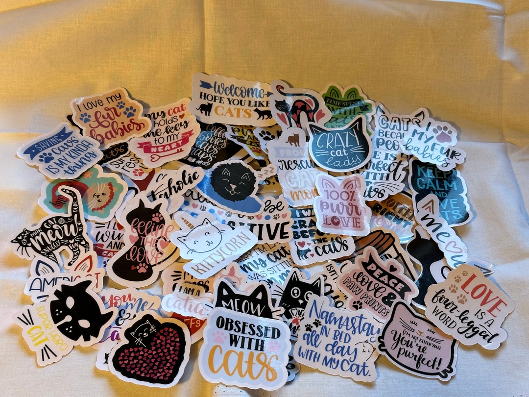 5-50 Cat Sticker Pack, Laptop, Water Bottle, Everyday, Vinyl Stickers ...