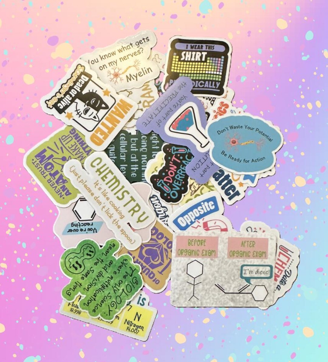 5-20 Science Puns Sticker Packs, Laptop, Water Bottle, Every Day, Vinyl ...