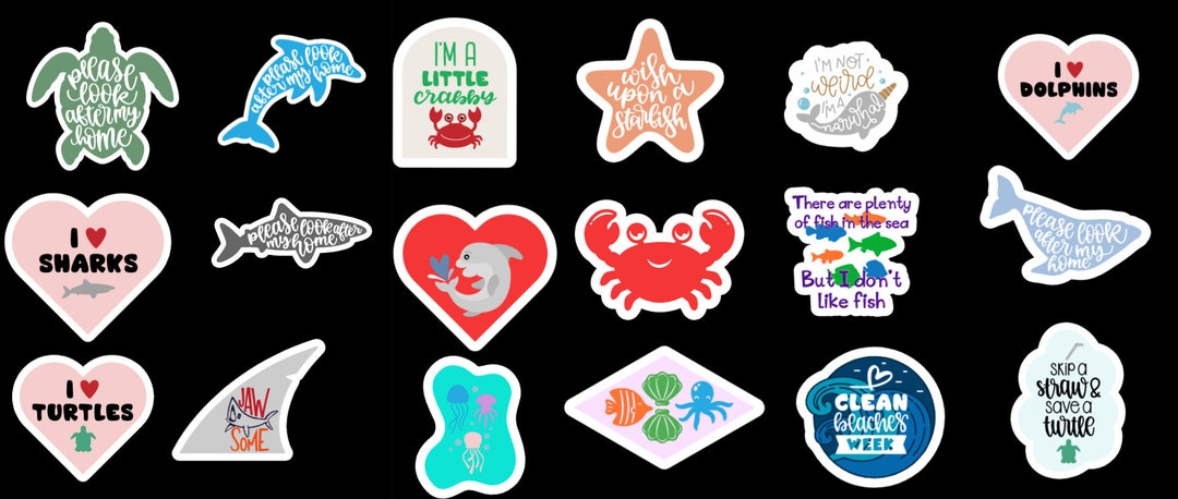 Sticker Pack, Sea Life Stickers, Ocean-themed, Laptop, Water Bottle ...