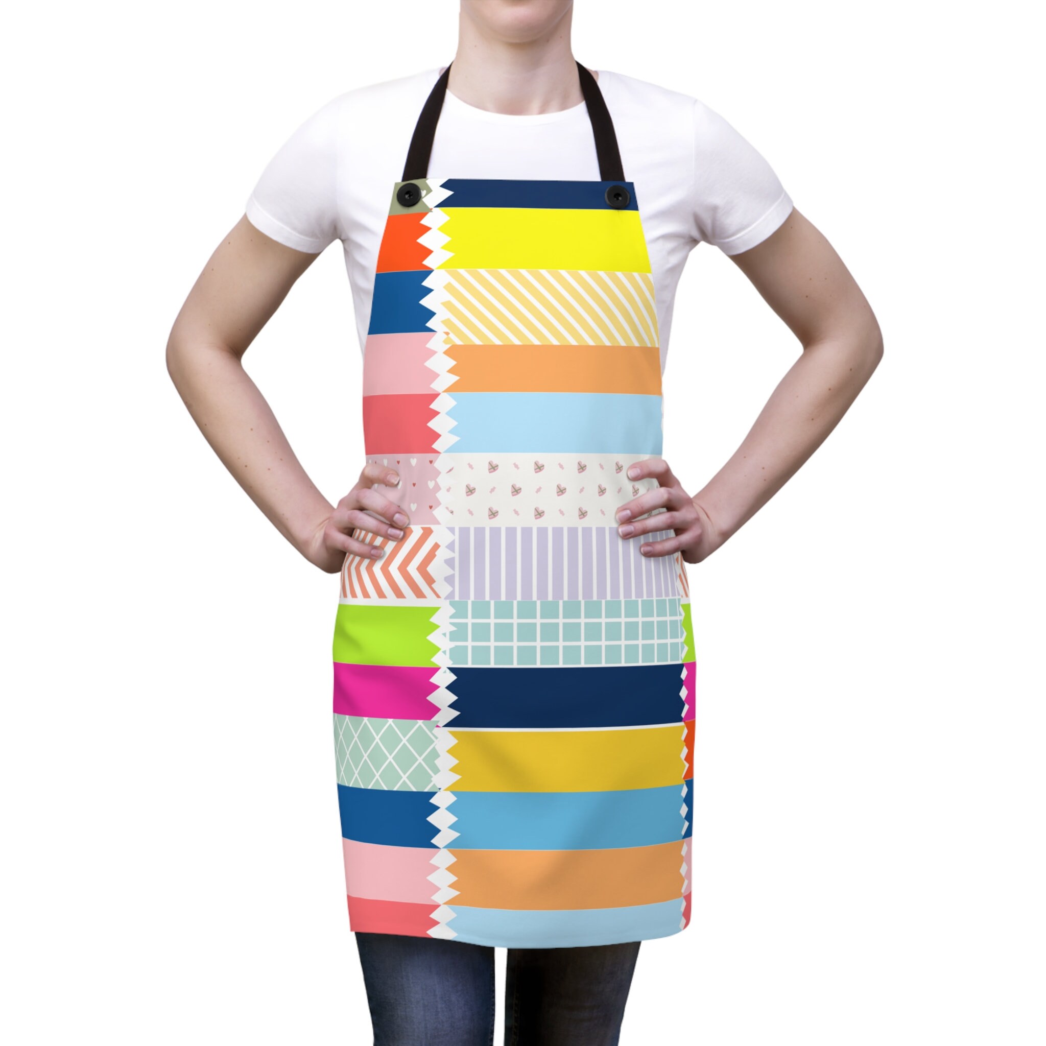 Apron AOP, Kitchen Apron, Chef, Cook, Colorful, Apron, Patched ...