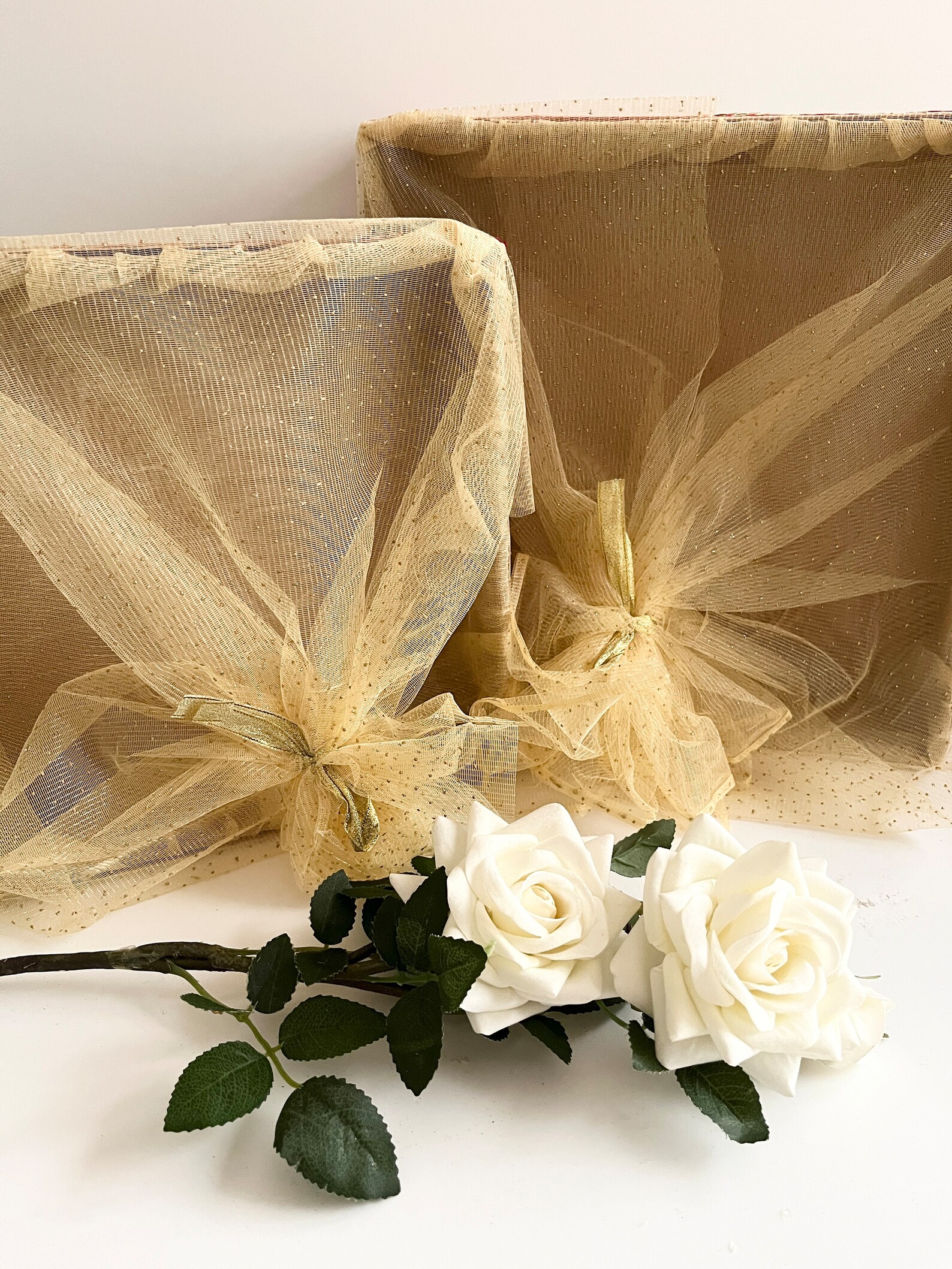 2 Set Red Gold Net Gift Hamper Basket,wedding Tray,henna Cones Tray ...