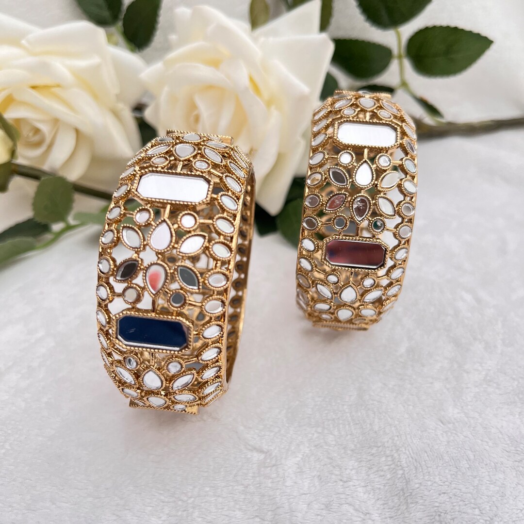 Gold Bangles/traditional /gold Mirror Bangles Bangle/kada/south Indian ...