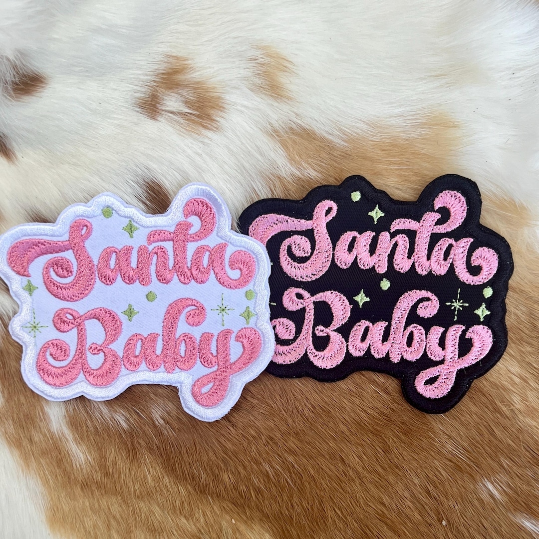 Pink Santa Baby Embroidered Hat Patches / Iron on / Trucker Hat Patch ...
