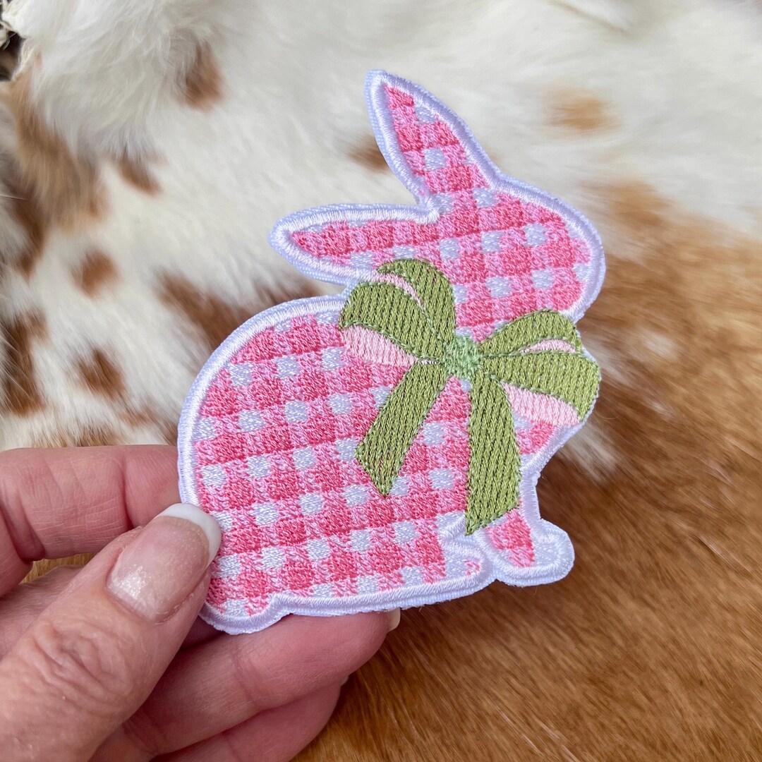Checkered Buny Hat Patch Embroidered / Iron on / Trucker Hat Patch ...