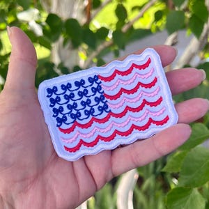 American Scollop & Bow Flag Patch Embroidered / Iron on / Trucker Hat ...
