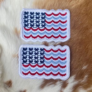 American Scollop & Bow Flag Patch Embroidered / Iron on / Trucker Hat ...