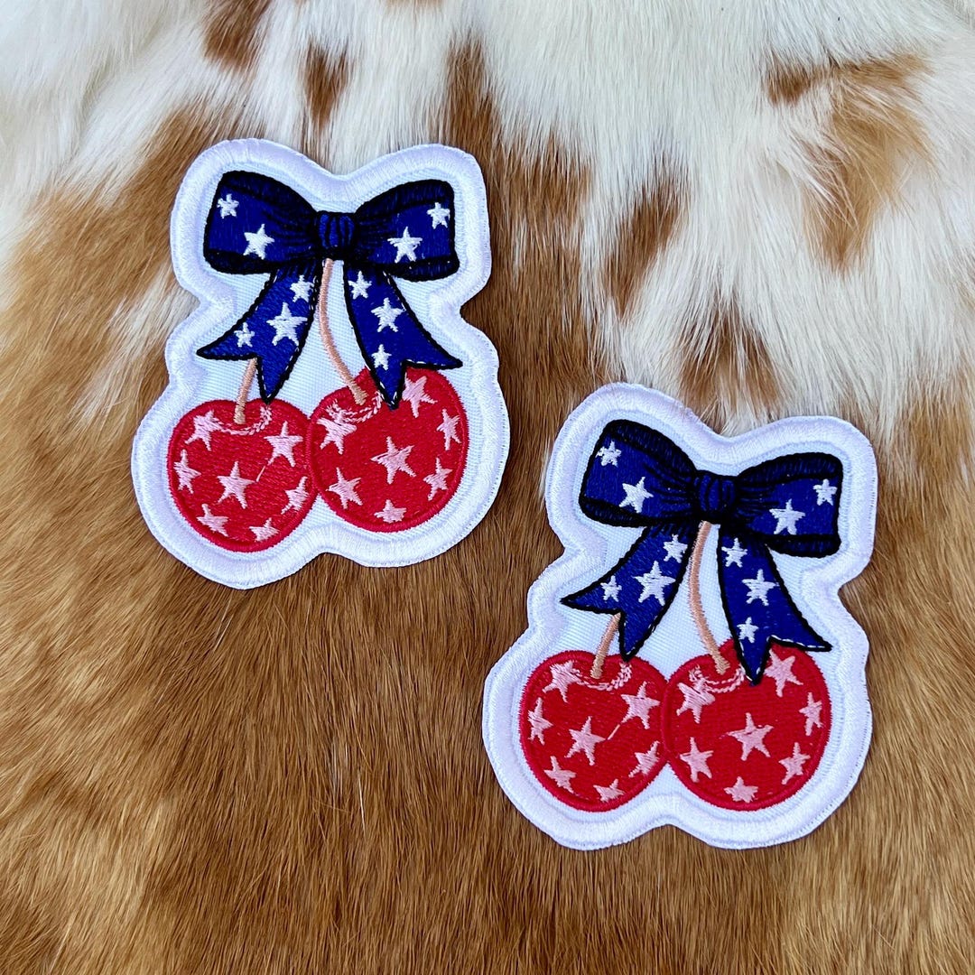 American Cherries Patch Embroidered / Iron on / Trucker Hat Patch / Southern Gal / Trendy Patch ...