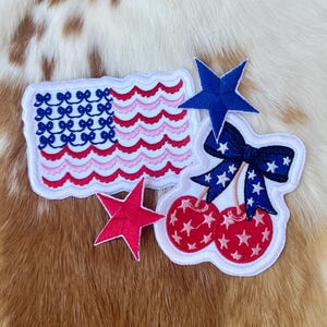 American Scollop & Bow Flag Patch Embroidered / Iron on / Trucker Hat ...