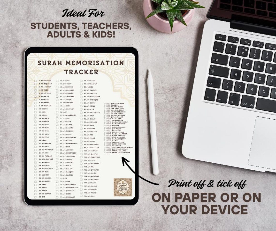 Quran Surah Memorisation Checklist PDF | Instant Digital Download ...