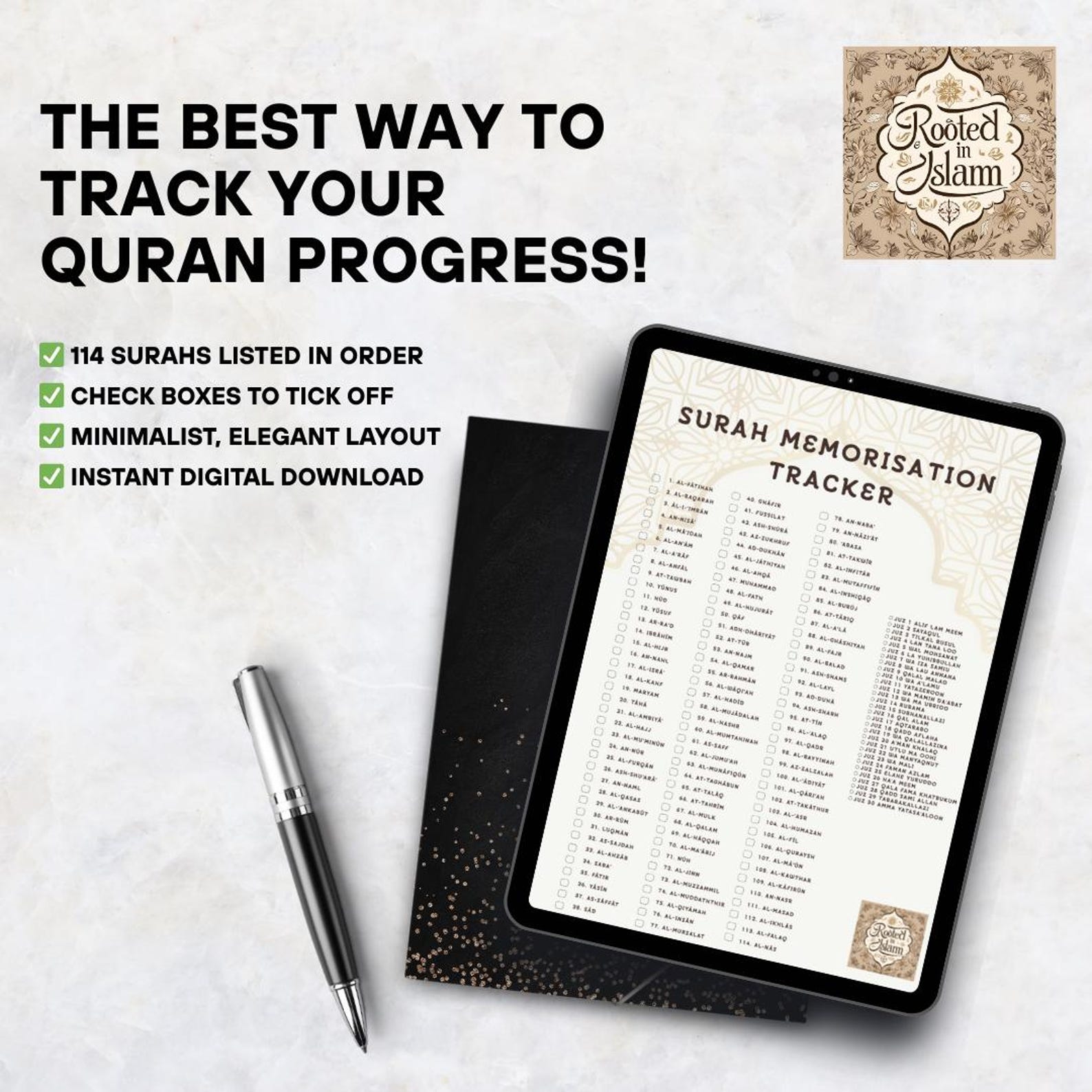Quran Surah Memorisation Checklist PDF | Instant Digital Download ...