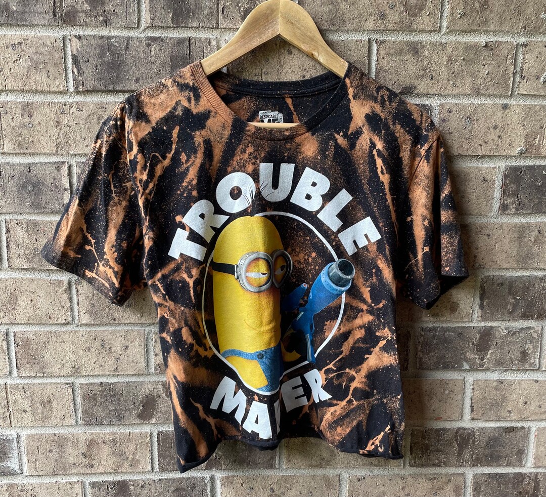 Reverse Tie Dye Bleached & Cropped Despicable Me Minion Troublemaker T ...