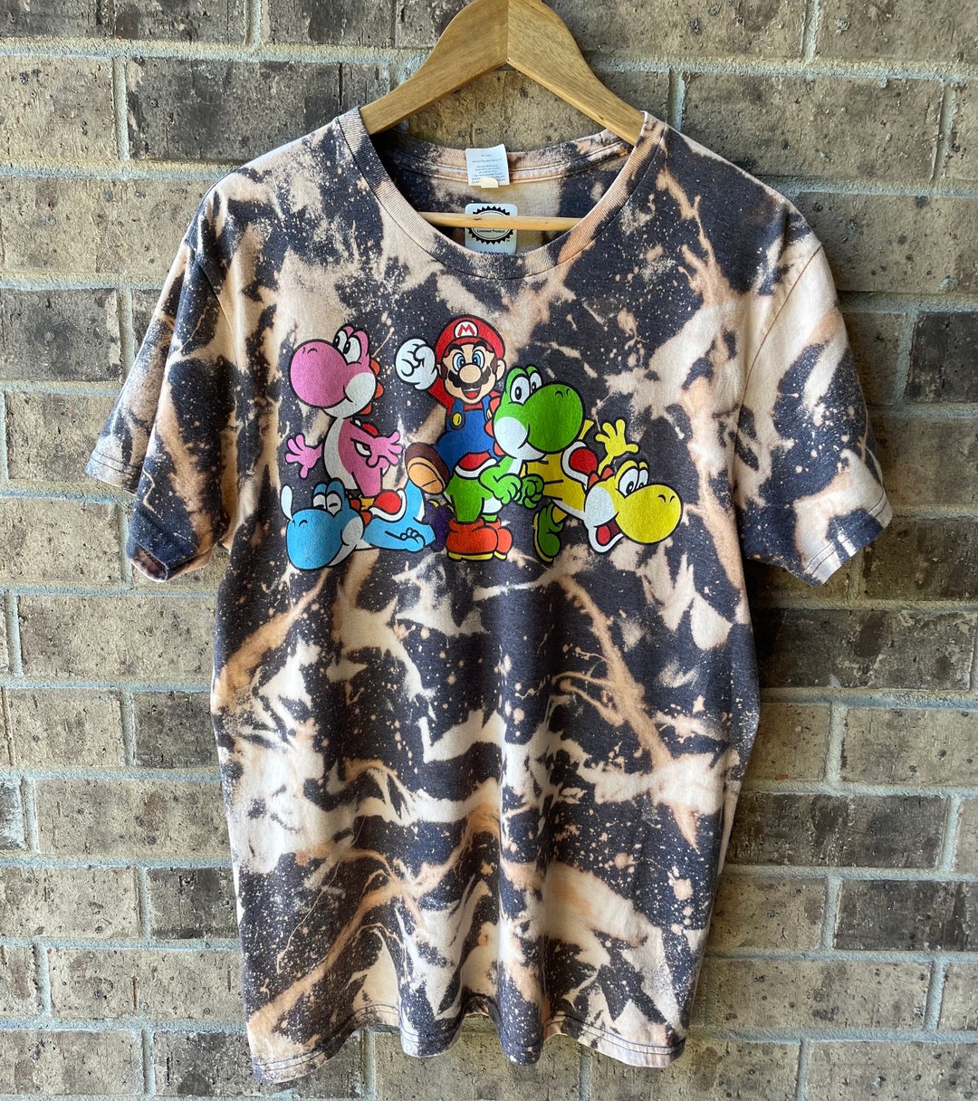 Reverse Tie Dye Bleached Nintendo Mario Party Characters T-shirt LG - Etsy