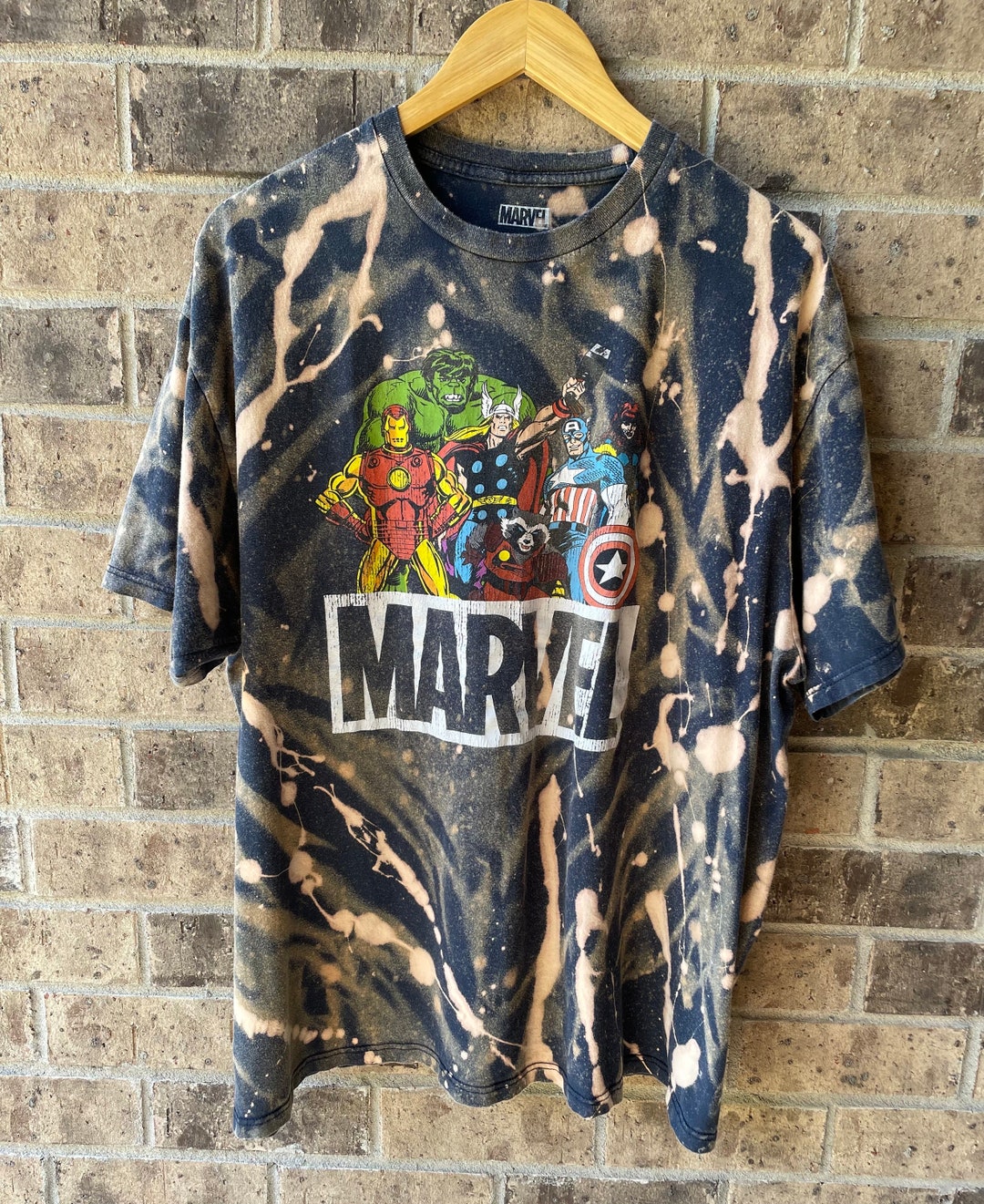 Reverse Tie Dye Bleached MARVEL Avengers Characters T-shirt 2XL - Etsy