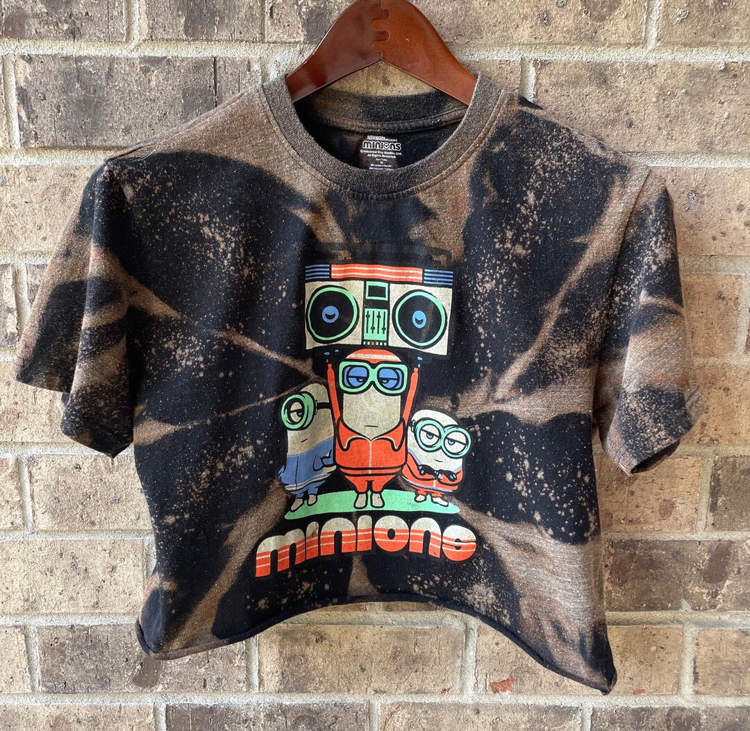 Reverse Tie Dye Bleached & Cropped Minions Boombox T-shirt medium - Etsy