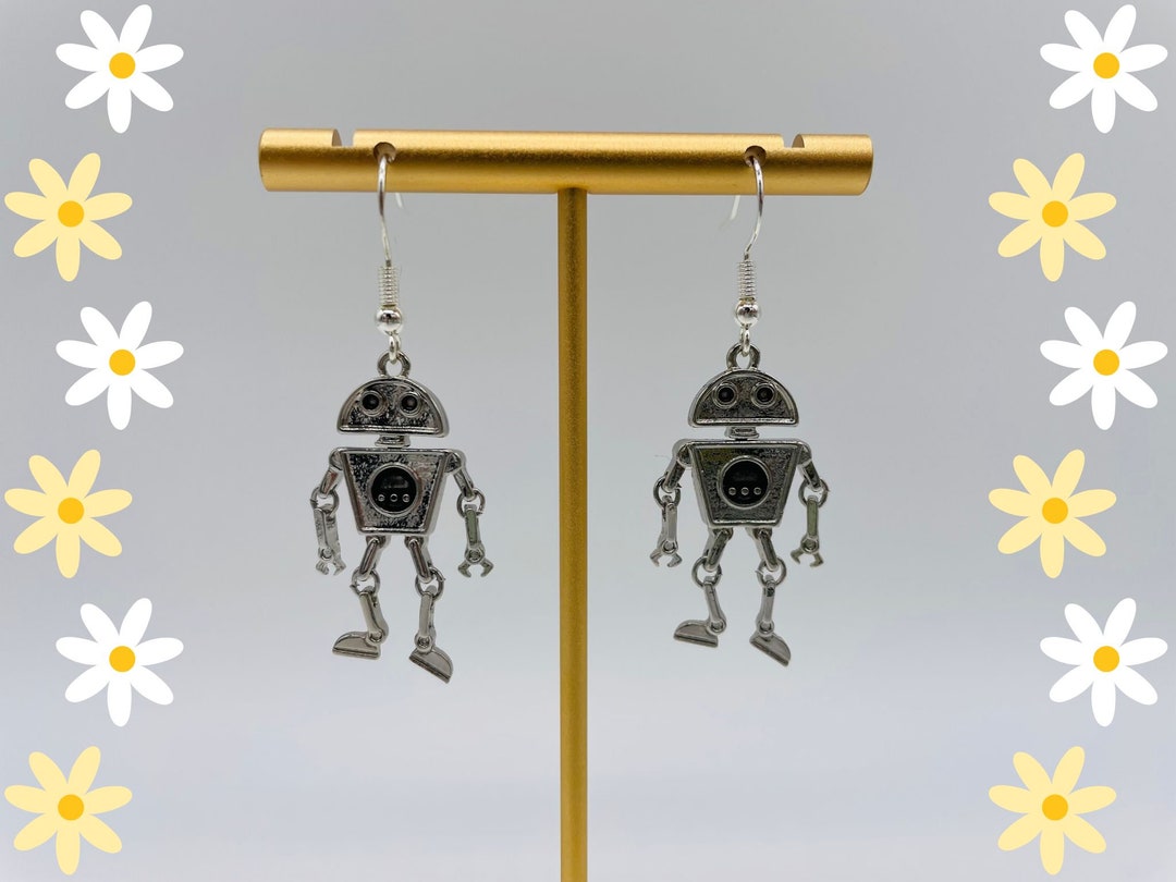 Metal Robot Earrings Sterling Silver Nickel Free Space - Etsy