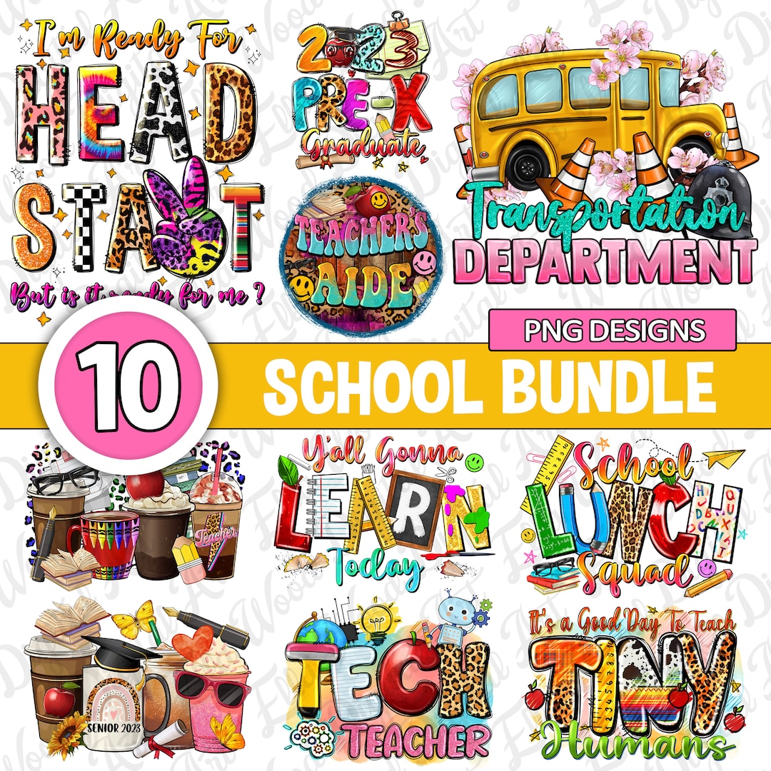 School Bundle Png Sublimation Design Download, School Love Png, Teacher ...