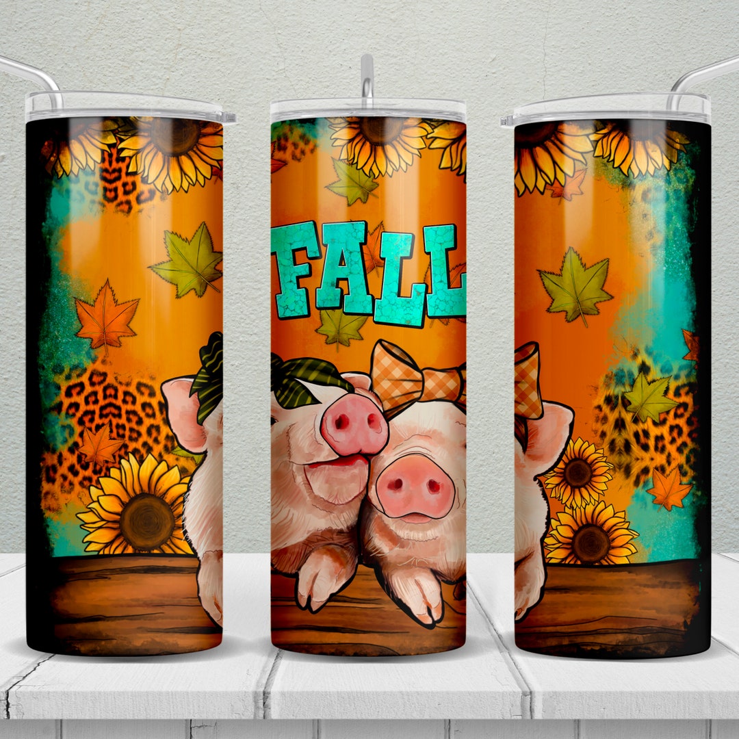 Fall Pigs 20 Oz Skinny Tumbler Png, Pig Tumbler Wrap Png, Hello Fall 20 ...