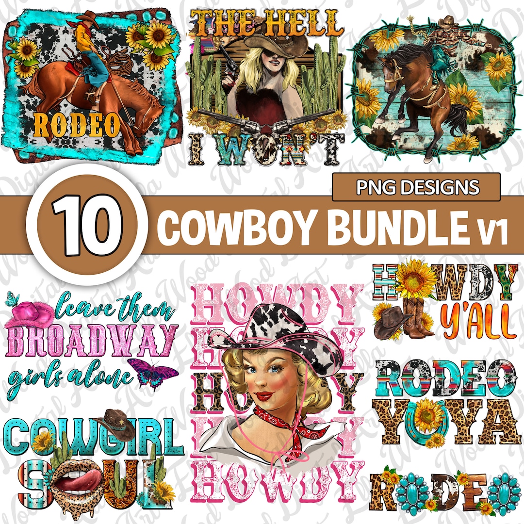 Cowboy Bundle V1 Png Sublimation Design Download, Western Patterns Png ...