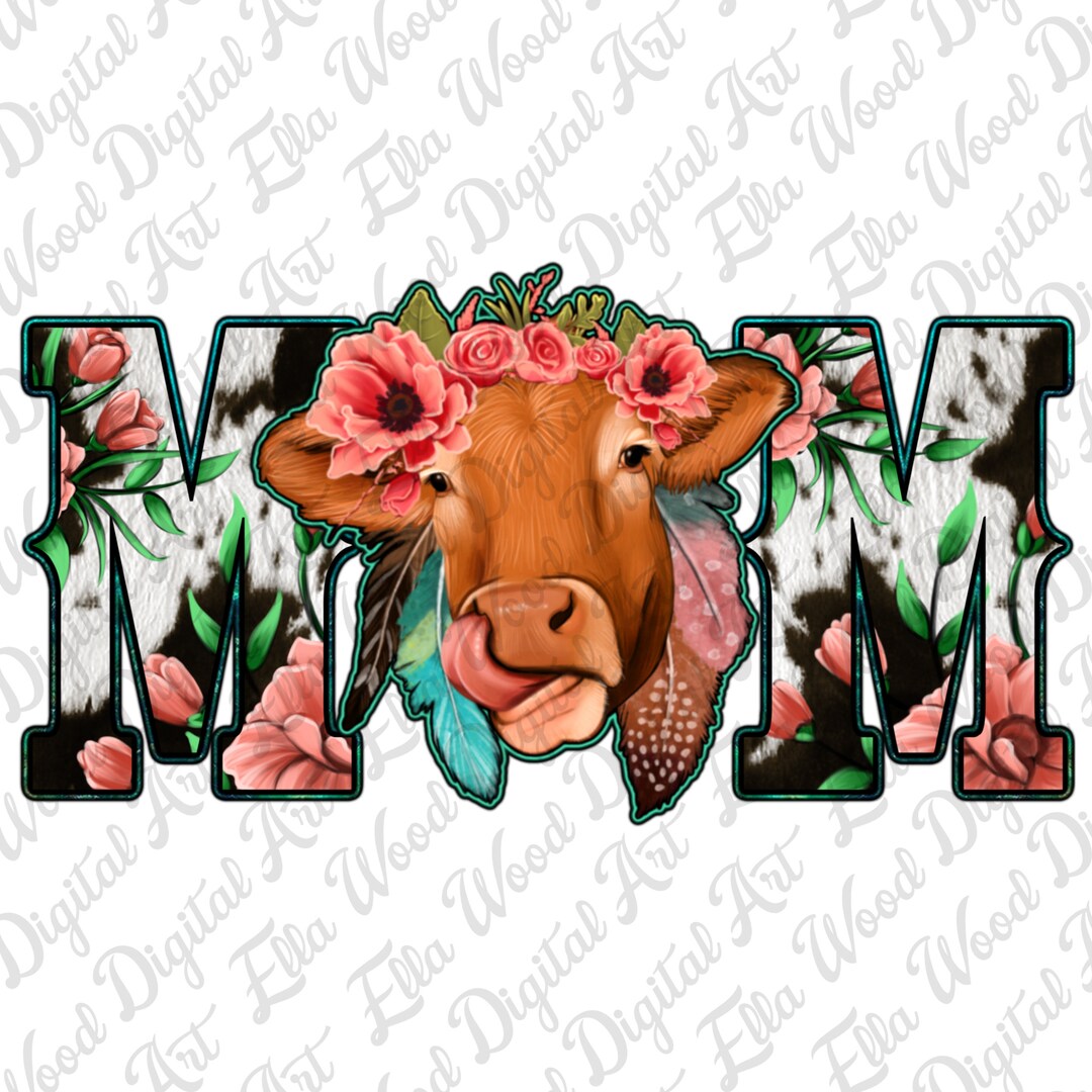 Cow Mom Png Sublimation Design Download, Animal Png, Cute Cow Png ...