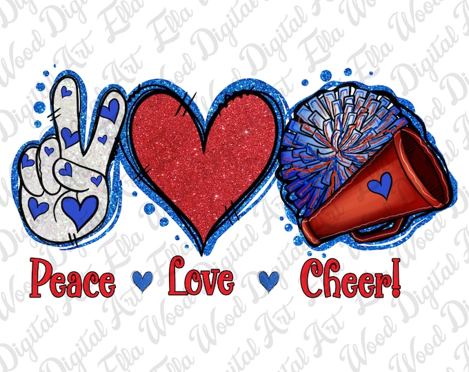 Peace Love Cheer Png, Cheer Sublimation Designs Downloads, Cheerleader ...